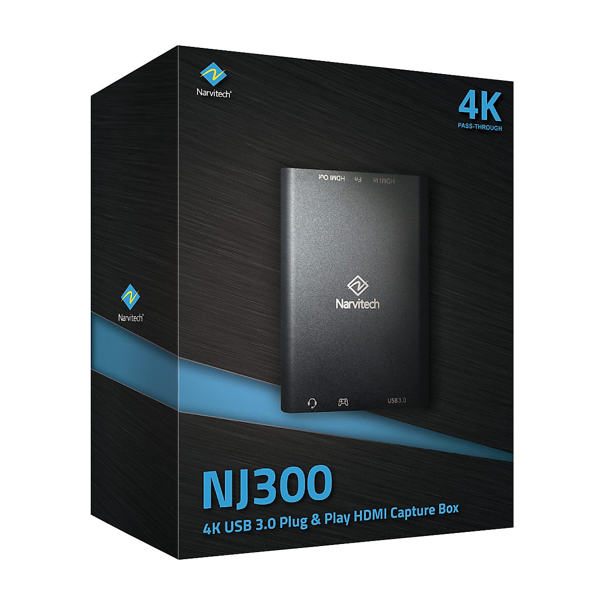 Narvitech NJ300, External Capture Card. 4K60 Passthrough, Stream and Record in 1080P60 with ultra-low latency on PS5, PS4, Xbox Series X/S, in OBS and more, on PC and Mac. Supports Party Chat capture.