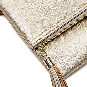 Solene Large Foldover Wristlet Clutch Crossbody Bag with Chain Strap -LP048(1-Gold-LP)