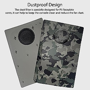 Faceplate for PS5 with RGB Light Strip and Dust Filter for Cooling Vents DOBEWINGDELOU 400+ Effects LED Light Ring Console Cover for PS5 Disc Edition DIY Decoration Kit Accessories Camouflage