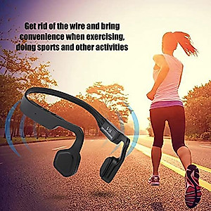 ASHATA Bone Conduction Headphones, Bluetooth 4.2 CVC Noise Cancelling Bone Conduction Outdoor Sports Stereo Earphone Headset for Walking, Hiking, Running(Black)