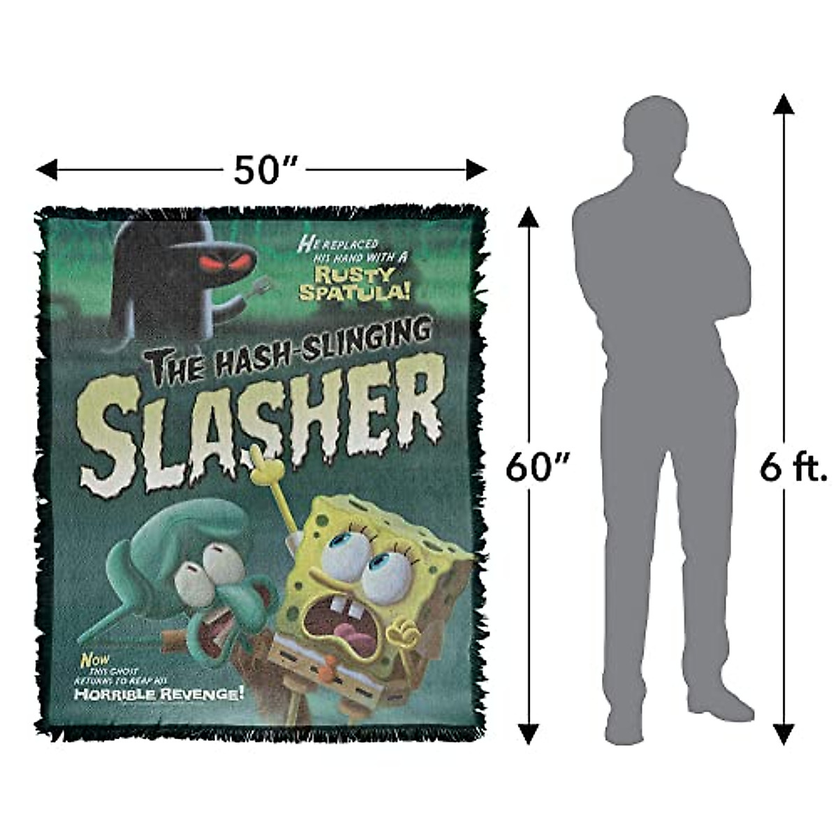 LOGOVISION Spongebob Blanket, 50"x60" Hash Slinging Slasher Woven Tapestry Cotton Blend Fringed Throw Blanket