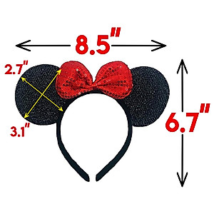 Personalized Graduation Mouse Ears for Class of 2024, Custom Graduation Gifts, Black Sequin Headband with Red Sequin Bow