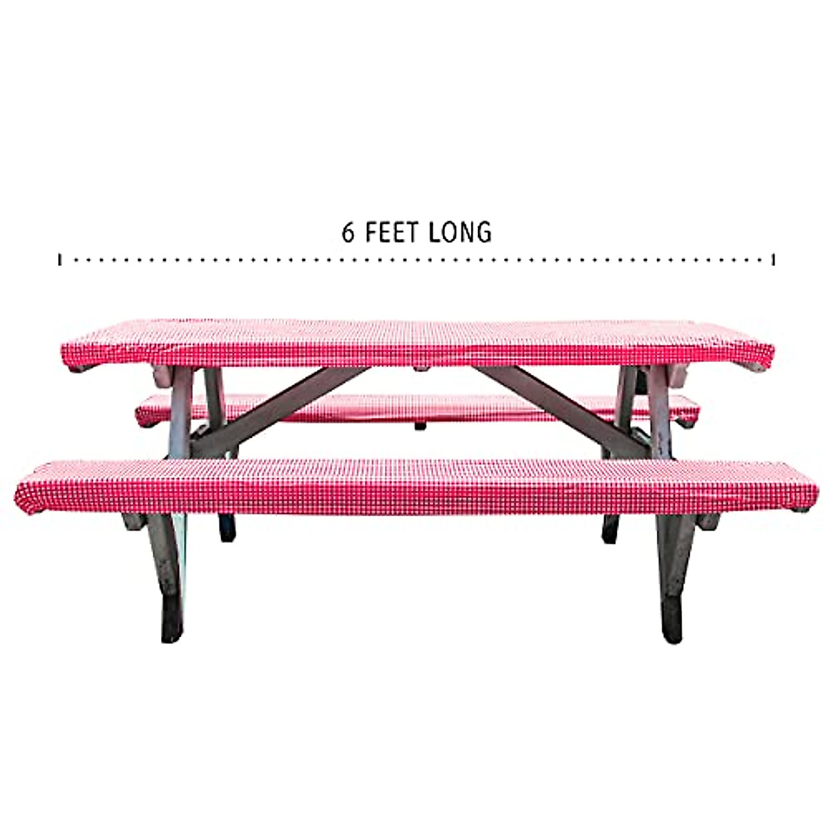 Fitted Vinyl Picnic Tablecloth and Bench Covers for 6 Foot Tables | Ideal for Outdoor Dining, Camping, RVs