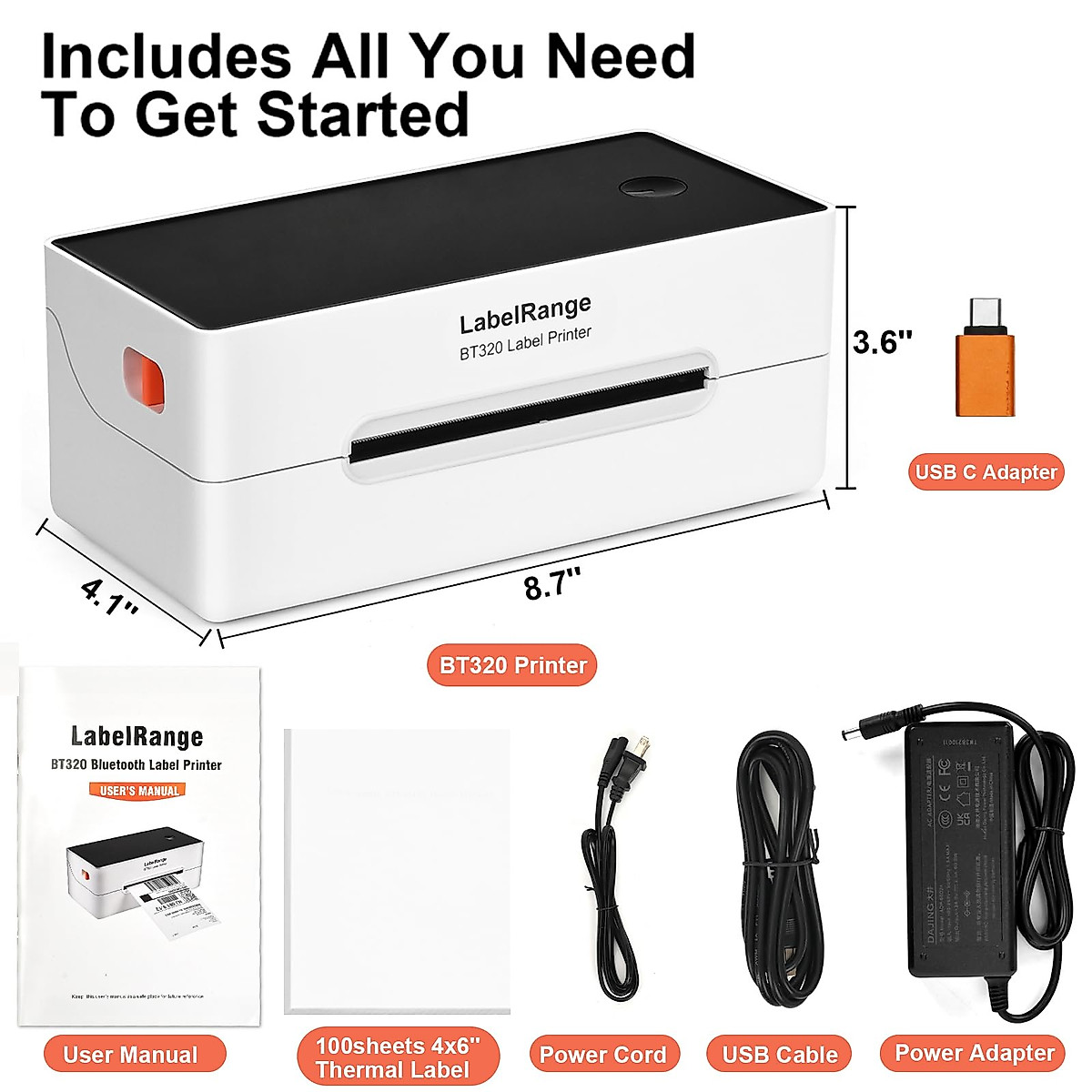 LabelRange LP320 Label Printer – High Speed 4x6 Shipping Label Printer, Windows, Mac, Linux and Chrome OS Compatible, Direct Thermal Printer Supports Shipping, Barcode, Household Labels and More