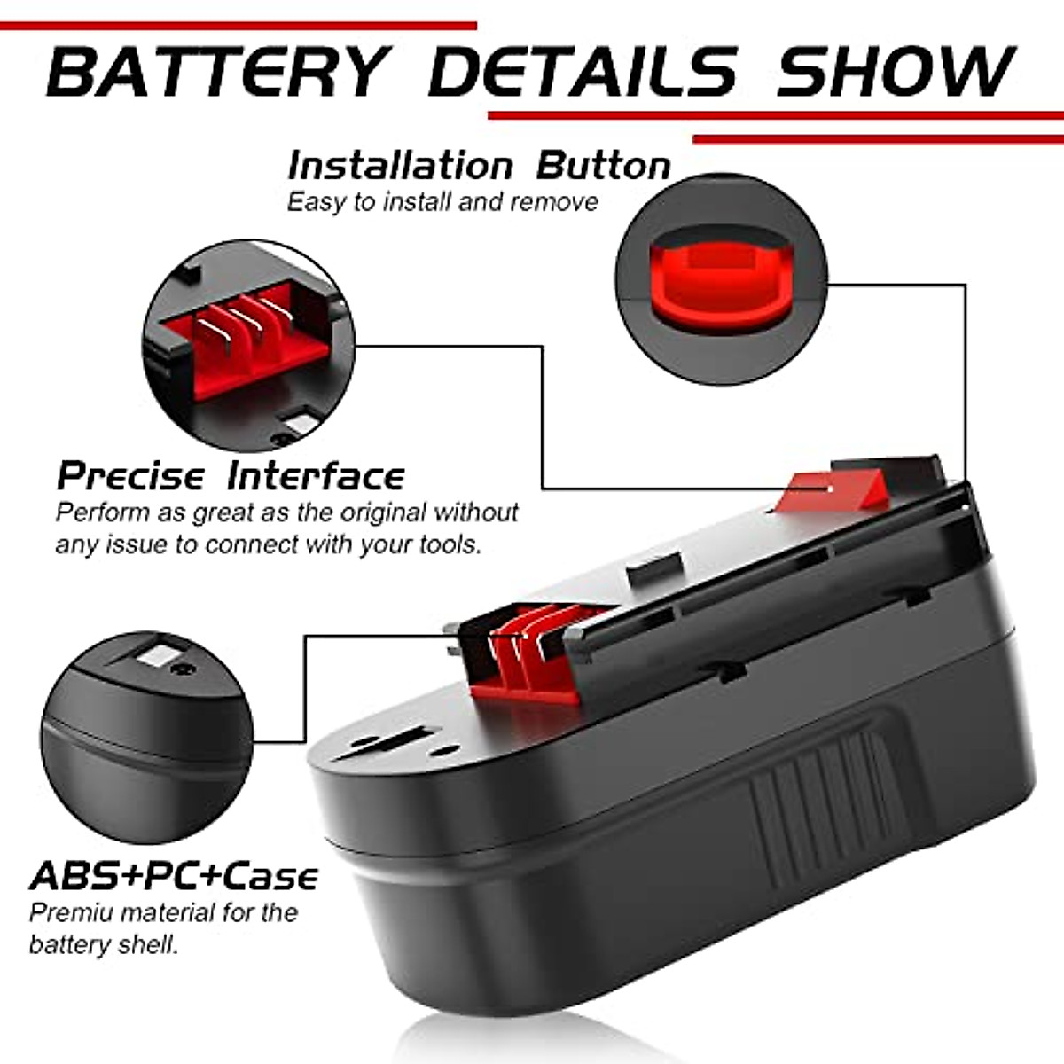2-Pack 3.6Ah HPB18 Ni-Mh Replacement Battery for Black and Decker 18V Battery HPB18-OPE Compatible with Black Decker Battery 18 Volt Tools A1718 FS180BX FS18FL FSB18 Firestorm Cordless Power Tool