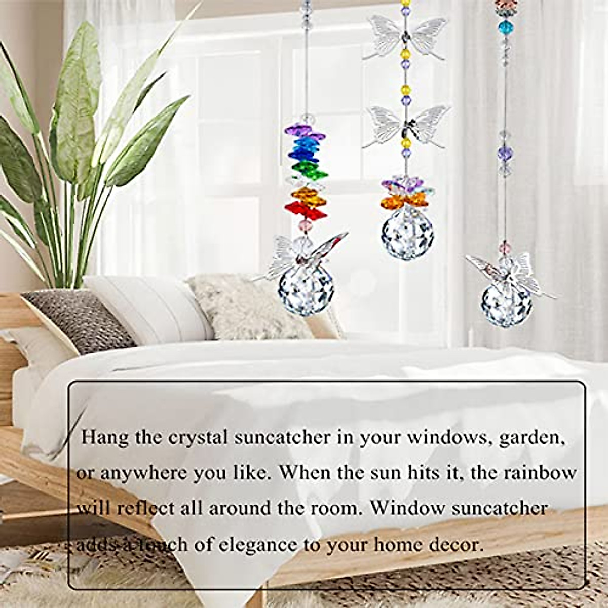 H&D HYALINE & DORA Crystal Suncatcher Window Hanging Ornament Crystals Ball Prism Rainbow Maker Butterfly Decor Pendant Set for Home Garden
