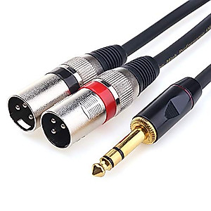 DISINO 1/4 TRS to Dual XLR Male Y-Splitter Stereo Breakout Cable 1/4 inch(6.35mm) to 2 XLR Patch Cable - 5 FT/1.5m