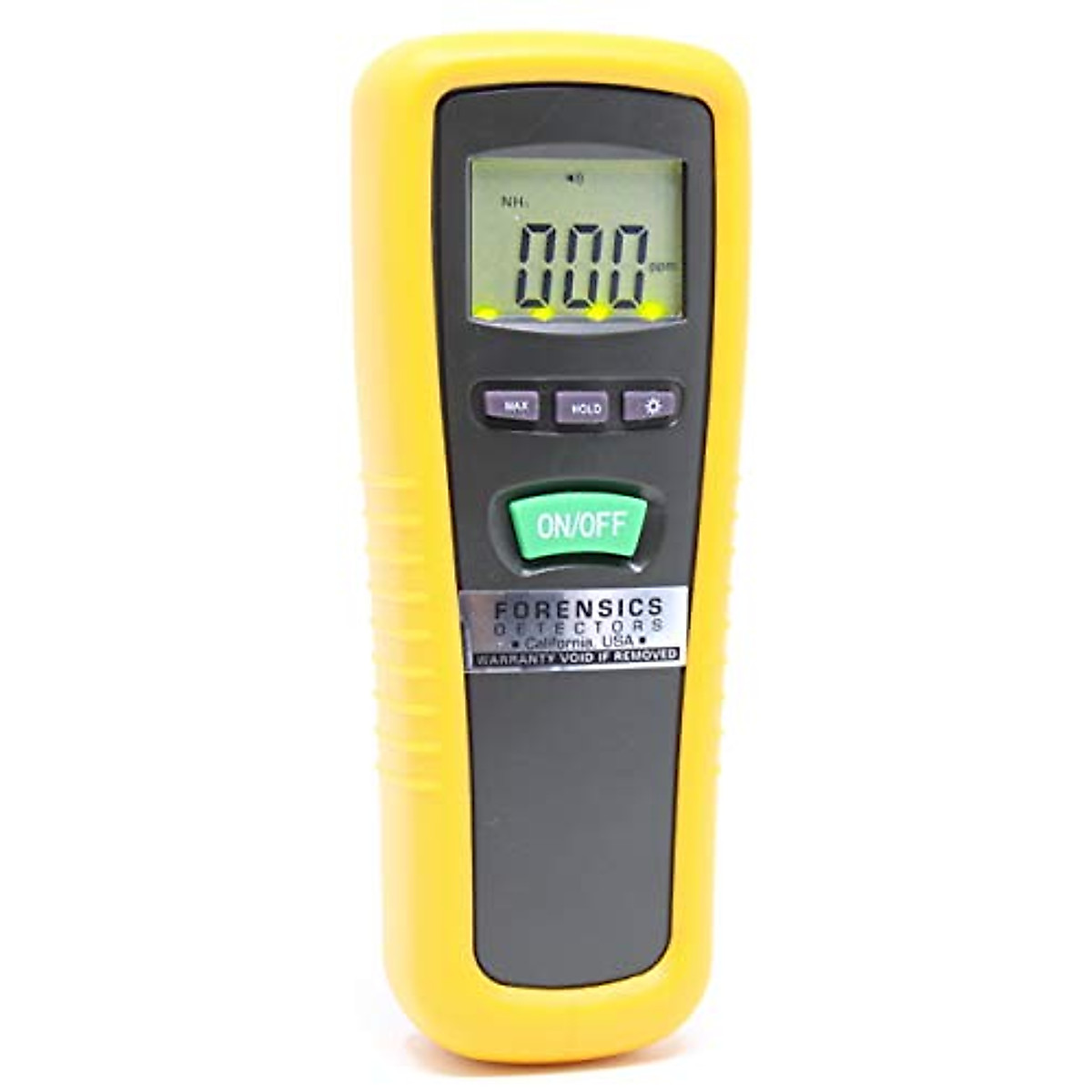 Basic Ammonia Meter by Forensics | 0-100ppm with 1ppm Resolution | Farm, Poultry, Pig & Livestock | Soft Touch Rubber Grip | Large Display & Backlight | Mode: FD-NH3000 | Yellow