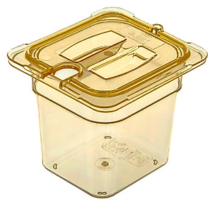 Carlisle FoodService Products 10511U13 StorPlus High Heat Universal Handled Notched Food Pan Lid, Sixth Size, Amber