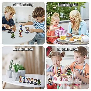 6 Pcs Superhero Anime Movie Adventures Action Figures Set,Super Hero Toys,Hero Cake Toppers Collectibles with Bases for Boys & Girls' Birthday Party Favors Supplies Decorations