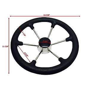 Marine Boat SS304 Steering Wheel with Black Sleeve 6 Spoke 15 1/2"
