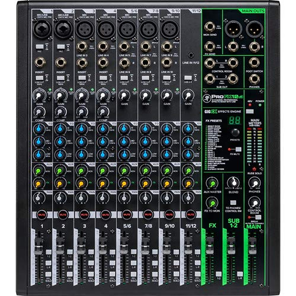 Mackie ProFX12v3 12-Channel Sound Reinforcement Mixer with Built-In FX, Gator Cases G-MIXERBAG-1515 Mixer Bag & Stereo Cable 10ft Bundle