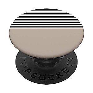 Taupe Minimal White Black Lines Stripes PopSockets PopGrip: Swappable Grip for Phones & Tablets