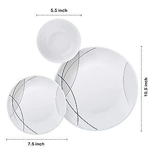 18-Piece Kitchen Dinnerware Set,Plates,Bowls,Break and Chip Resistant,Dish Sets Service for 6,Simple Lines