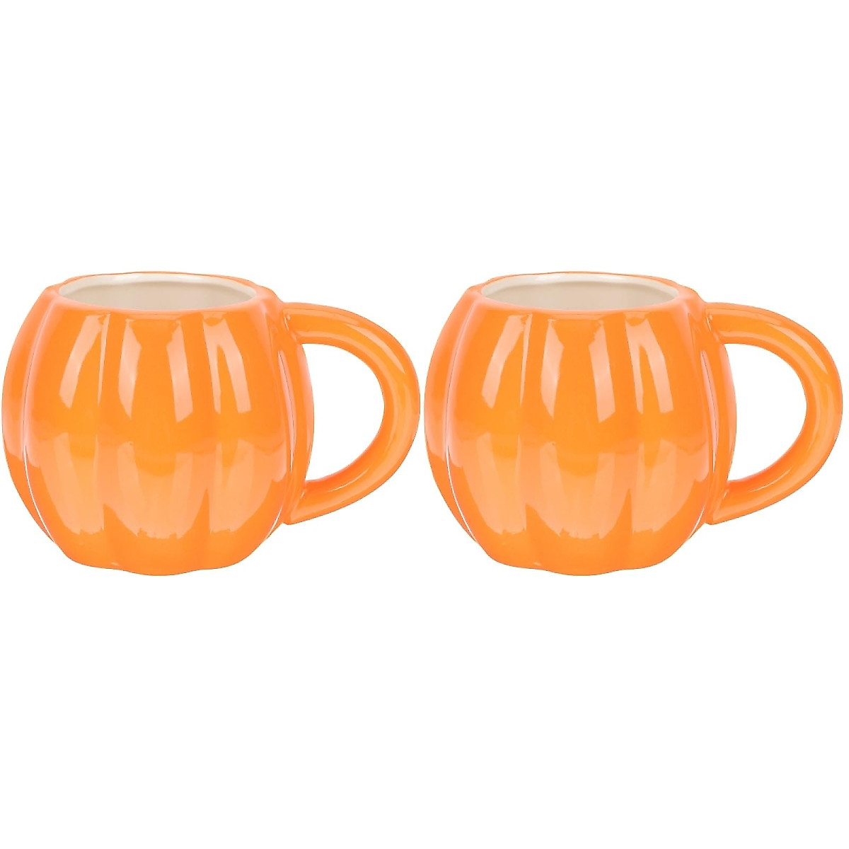 2PCS Halloween Pumpkin Coffee Mug: Ceramic Pumpkin Cup Fall Coffee Cup Camp Mug Campfire Mug Thanksgiving Ceramic Cup for Home Women Men Mom Dad(500ml)