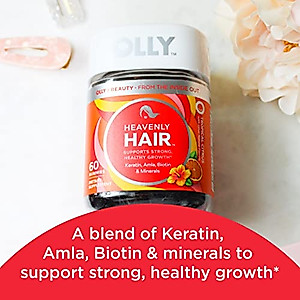 OLLY Heavenly Hair Gummies, Supports Strong Healthy Hair Growth, Keratin, Biotin, Amla, Grapefruit Flavor, 30 Day Supply - 60 Count