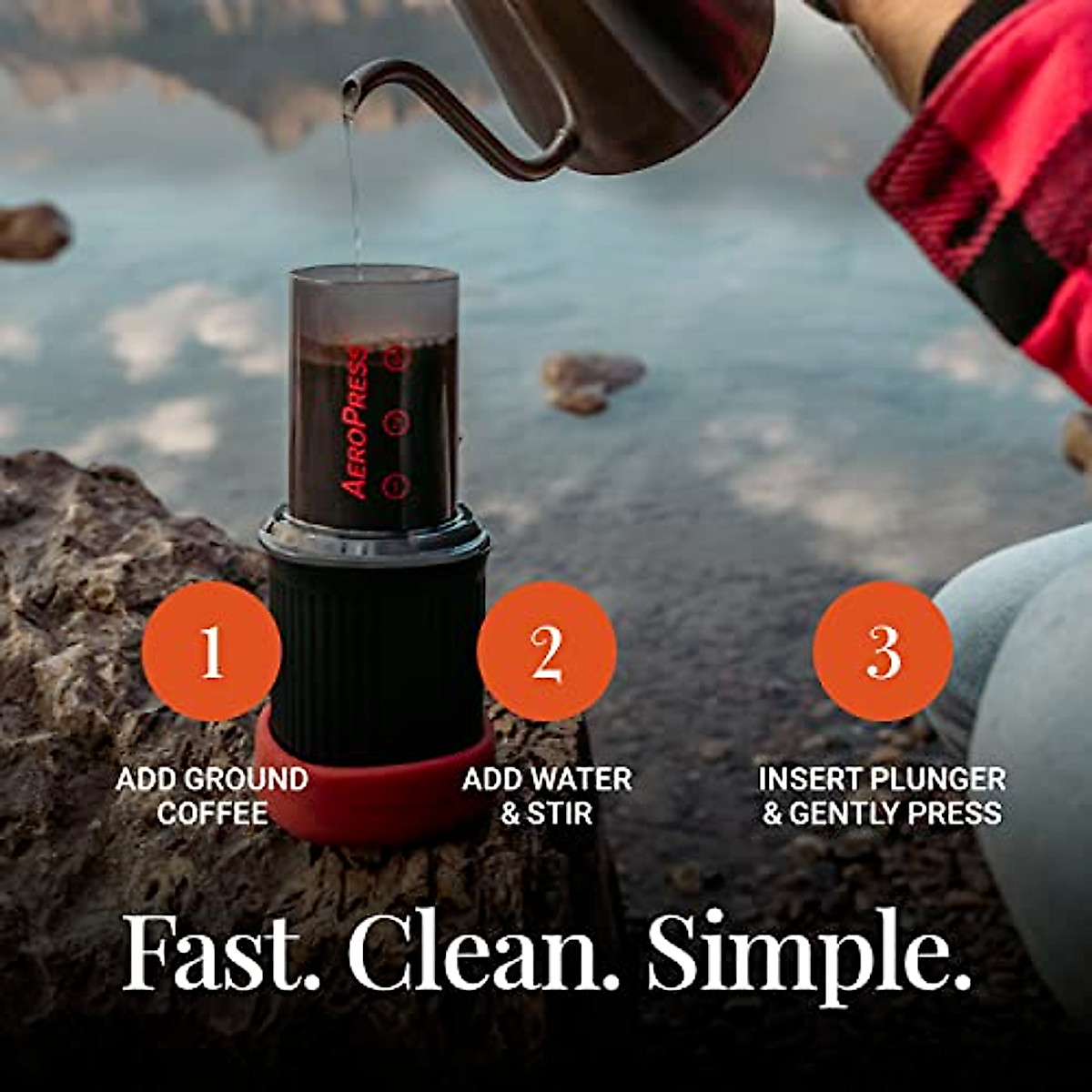 Aeropress Go Portable Travel Coffee Press Kit, 1-3 Cups in a Minute, Coffee, Espresso, & Cold Brew Maker, Manual Coffee Making Machine for Travel, Includes Mug & Lid