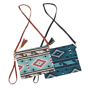 Western Native American Saddle Blanket Crossbody Clutch Bag Purse
