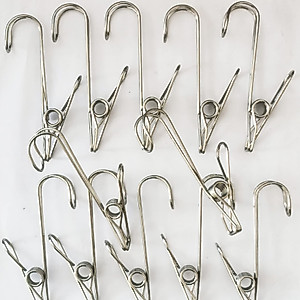 JZMYXA Stainless Steel Clothes Pins, 304 Stainless Steel Metal Long Tail Clothes Pins Stainless Steel Hook Clothes Pins Large Rust-Proof Clothes Pins (24)