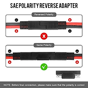PAEKQ 10AWG Weatherproof Solar SAE Power Socket Sidewall Port SAE Quick Connector Harness Plug and SAE Connector Extension Cable for Solar Panel RVs Motorcycle Generator Battery Charger(1FT)