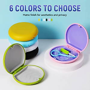 Annhua Retainer Case Mouthguard Case Denture Case with Magnetic Closure, Retainer Holder Denture Holder Container with Silicone Textured Liner - Black