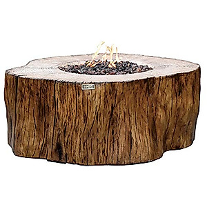 Elementi Manchester Outdoor Table 42 Inches Fire Pit Patio Heater Concrete Firepits Outside Electronic Ignition Backyard Fireplace Cover Lava Rock Included, Natural Gas