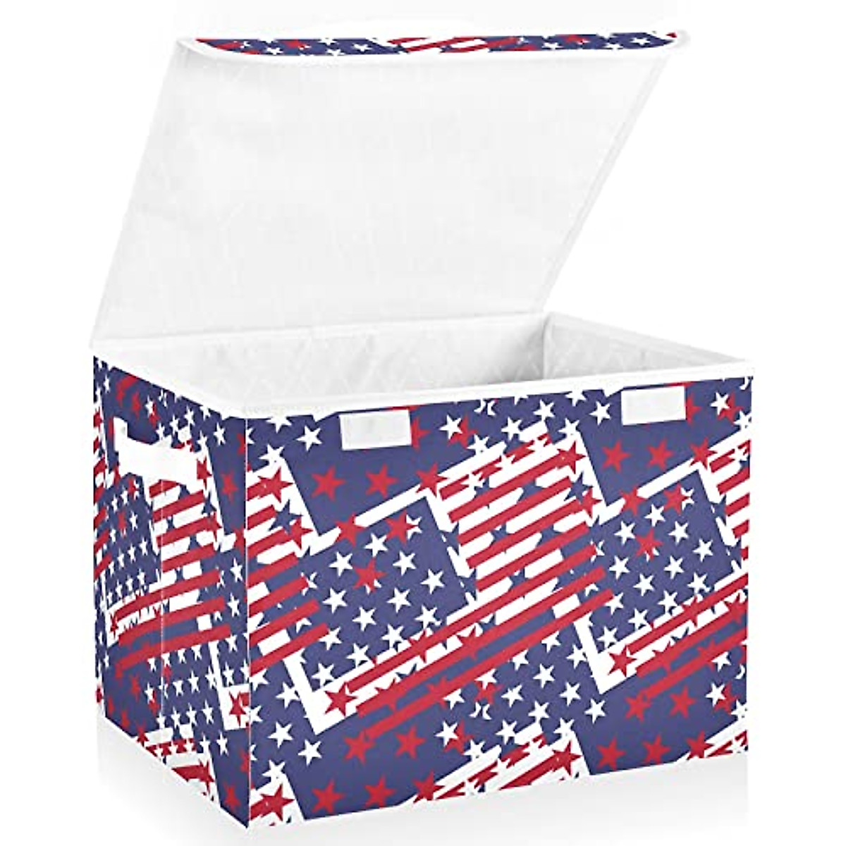 Patriotic Storage Bins for Closet, Collapsible Storage Baskets with Lids and Handles for Shelves Closet Home Decor