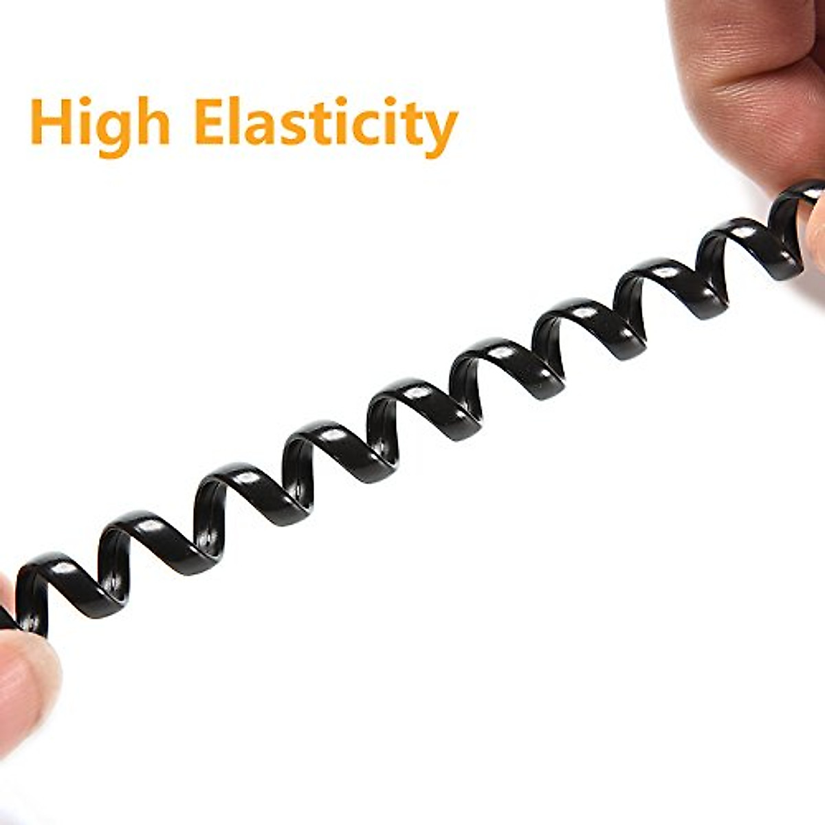 Uvital Telephone Phone Handset Cable Cord, Coiled Length 0.72 to 6 Feet Uncoiled Landline Phone Handset Cable Cord RJ9/RJ10/RJ22 4P4C(Black) (6ft)