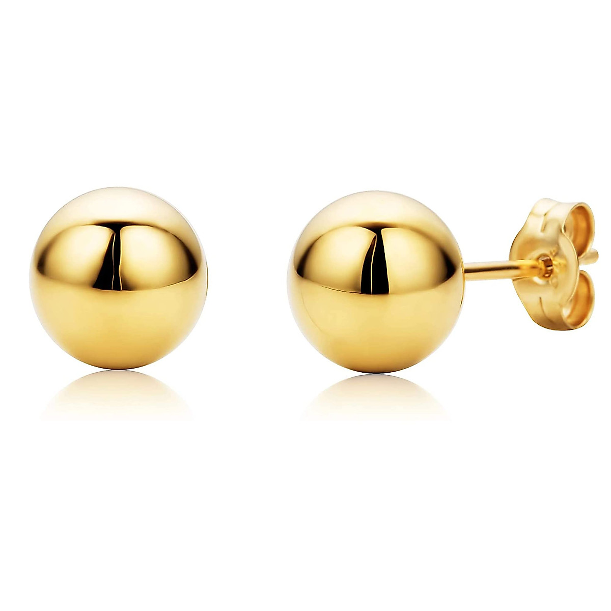 10K Yellow Gold Ball Stud Earrings, 10mm