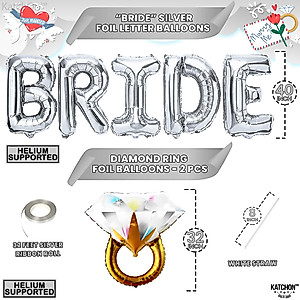 KatchOn, Giant Silver Bride Balloons Bachelorette - 40 Inch | Bride Balloons Silver for Bachelorette Party Decorations | Bridal Shower Balloons for Bridal Shower Decorations | Bride Silver Balloons