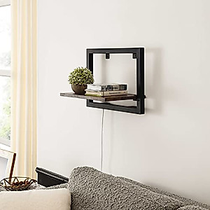 HMOREY LED Floating Display Shelf with Built-in Illuminated Lights Wall Mounted Light-Emitting Shelf Lighted Display Shelf, Hanging Shelf for Living Room, Bedroom, Kitchen (15” Rustic Brown)