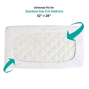 Biloban Waterproof Crib Mattress Protector, 52" x 28", White