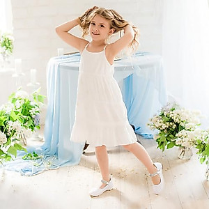 Stelle Girls Dress Shoes Toddler White Flower Girl Low Heels Mary Jane Flat for School Uniform Wedding(Little/Big kid)(7MT, T02-White)