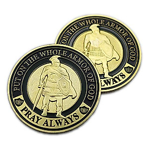 HillSpring 2 Pieces Put On The Whole Armor of God Challenge Coins (Ephesians 6:11-18)