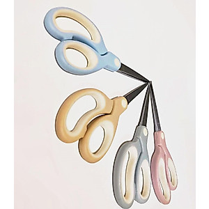 Pastel Non Stick Scissors All Purpose Office Craft Scissors Soft Grip Cutting Tool, Blunt Tip Fabric Shears Kids Scissors for Crafting, Sewing,Left & Right Handed (1 Pack, Pink)