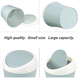 AISIBO Plastic Mini Desktop Trash Can with Trash Bags, Tiny Wastebasket Small Garbage Waste Bin with Swing Lid for Tabletop Table Office Kitchen Bedroom Bathroom (Blue)