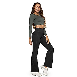 G4Free Fleece Lined Bootcut Yoga Pants with Pockets for Women Thermal Warm Flared Leggings Stretchy Soft Fleece(Black,M)