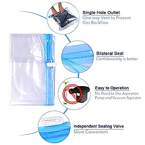 Compression Bags for Travel - Travel Accessories - 10 Pack Space Saver Bags - No Vacuum or Pump Needed - Vacuum Storage Bags for Travel Essentials - Travel and Home Packing-Organizers (Blue)