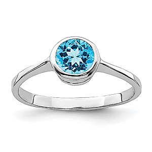 925 Sterling Silver Blue Topaz Ring Gemstone Fine Jewelry For Women Gifts For Her