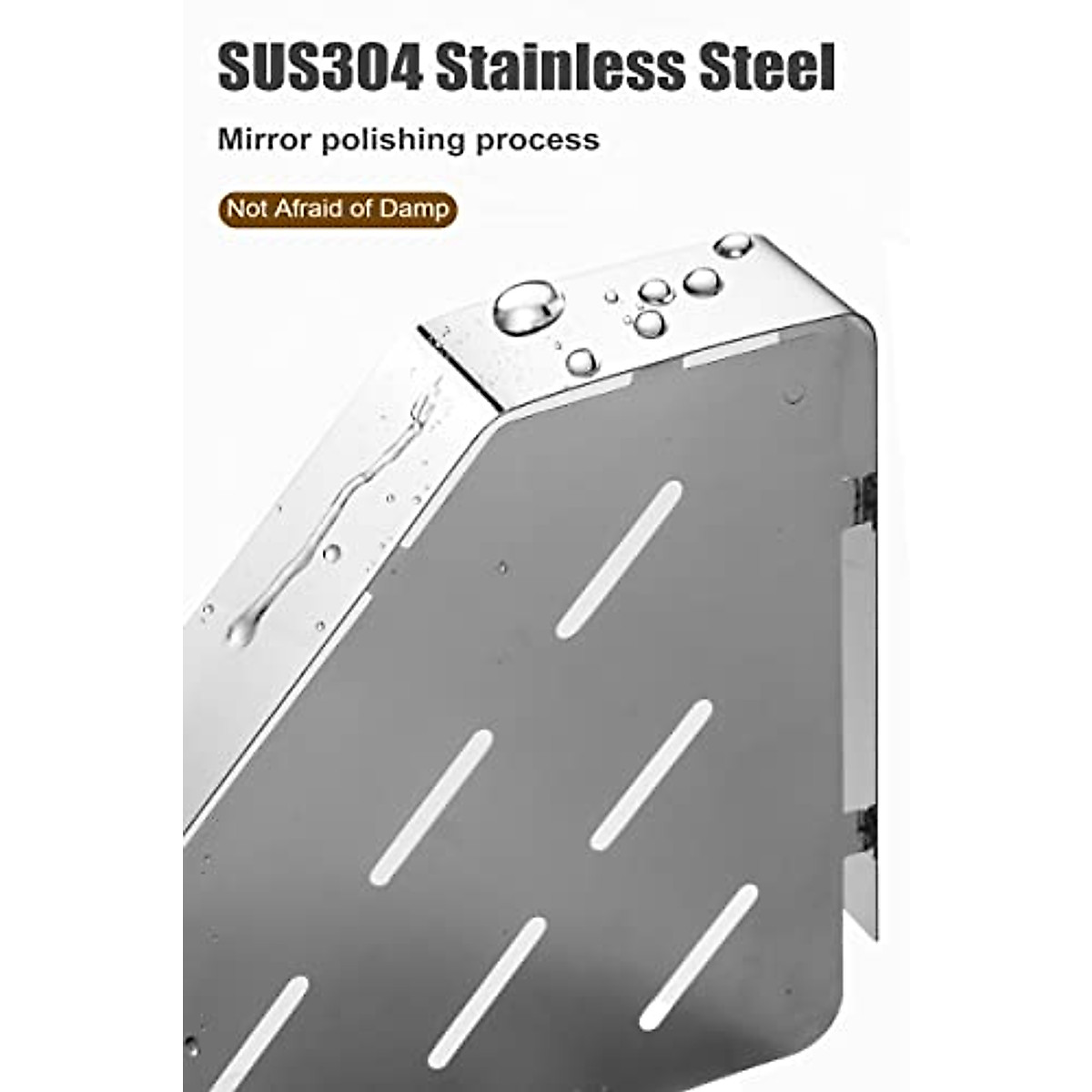 GEINIFAFA Adhesive Corner Shelf Bathroom Shower Caddy, SUS304 Stainless Steel, 2 Tier Nail-Free Wall-Mounted Bathroom Shelves ( Silver )