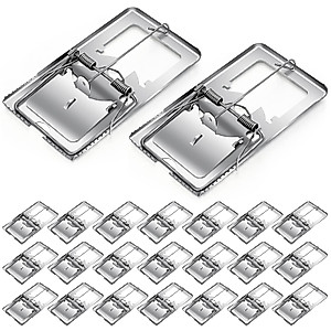 24 Pcs Classic Metal Rat Traps Reusable Rat Trap Humane Rat Traps Effective Snap Rat Trap That Work for Rat Mice Voles and Small Rodents Control (Silver)