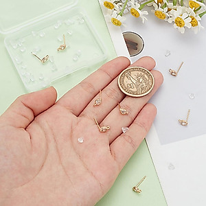 BENECREAT 10PCS 18K Real Gold Plated Teardrop Cubic Zirconia Earring Studs with Loop for Earring DIY, Valentine's Day Jewelry Gift Making, Hole: 1mm