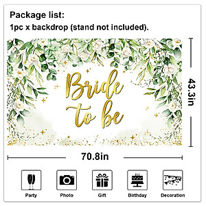Lecheme Greenery Bride to Be Backdrop Sage Green Bridal Shower Backdrop Floral Bride to Be Banner Wedding Shower Decorations Bachelorette Party Decorations Bride to Be Photo Background