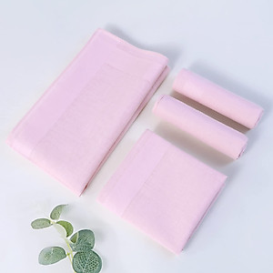 HOULIFE Men's Cotton Handkerchiefs, Solid Color 60S Soft Cotton Hankies for Men Women 6/12PCS 15.7"×15.7" (Pink, 12 PCS)