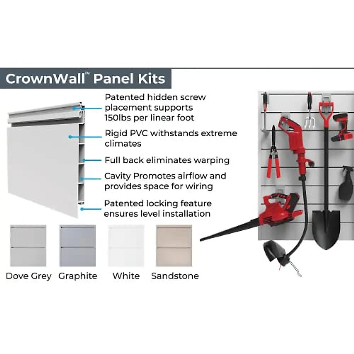 Crownwall 6" Basic Bundle (8x4 ft) with 20-Piece Locking Hook Kit (Graphite)