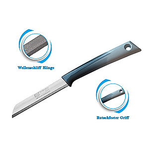 SMI - 6 Pcs Paring Knife Set Serrated Edge, Vegetable Knife, Fruit Knife, Kitchen Knife Made in Solingen Germany (Grey White)