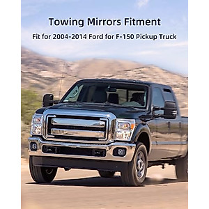 ANPART Towing Mirrors Fit for 2004-2014 For Ford For F-150 Pickup Truck Tow Mirrors With A Pair LH and RH Side Power Regulation with Heating Turn Signal Lamp Puddle Light