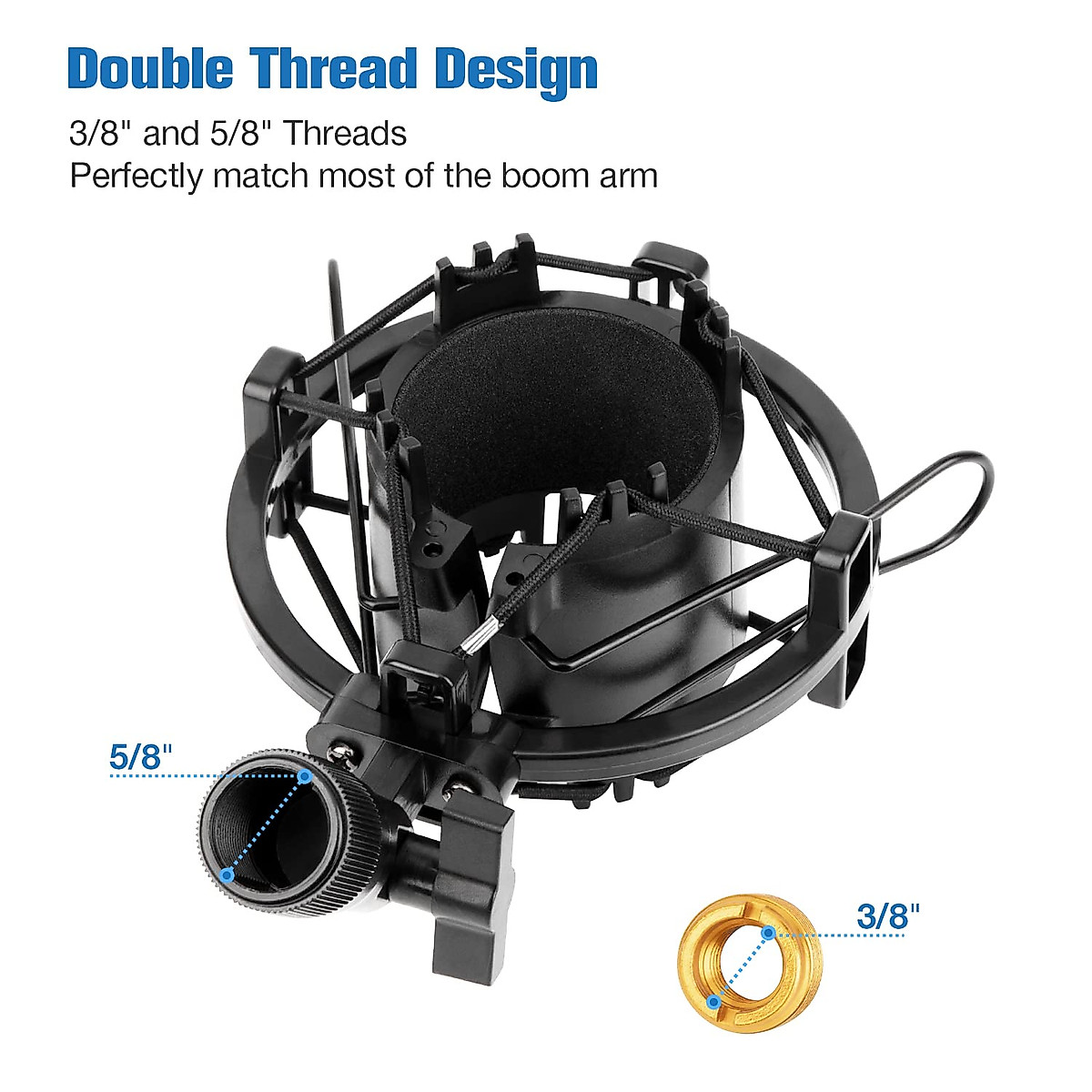 AT2020 Shock Mount with AT2020 Pop Filter, Microphone Shock Mount Compatible for Audio Technica AT2020 AT2035 ATR2500 Microphone by WIBOND