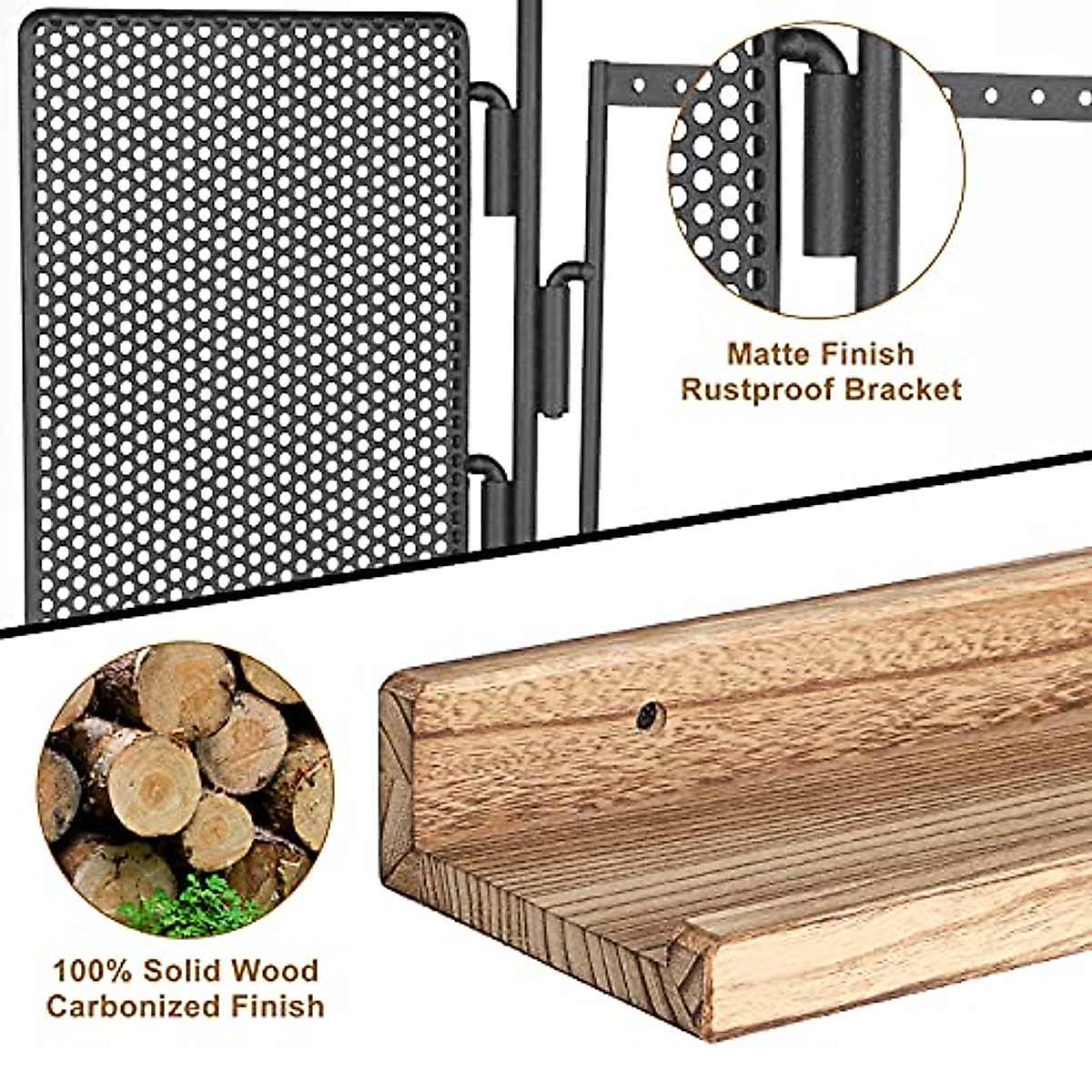 SOLIMINTR Hanging Jewelry Organizer Wall Mount Jewelry Holder with Rustic Wood Shelf, Ring Display Box, Ear Studs Earring Holder, Rotating Necklace Holder Organizer