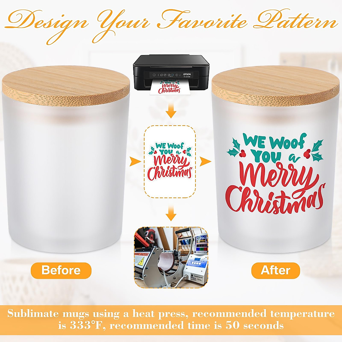 Tanlade 20 Pcs Sublimation Glass Tealight Candle Holders Bulk 7 oz Sublimation Glass Jar Frosted Candle Jars with Bamboo Lid Decorative Candle Containers for Making Candles Wedding Party Table Decor